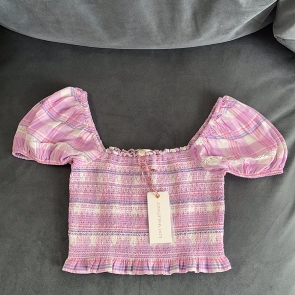LoveShackFancy | Tops | Nwt Loveshackfancy Hersh Crop Top In Lilac ...